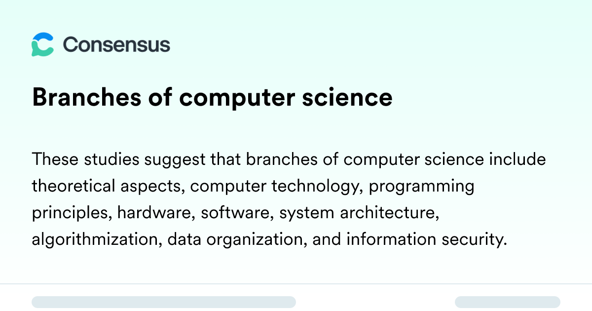 Branches Of Computer Science - Consensus Academic Search Engine