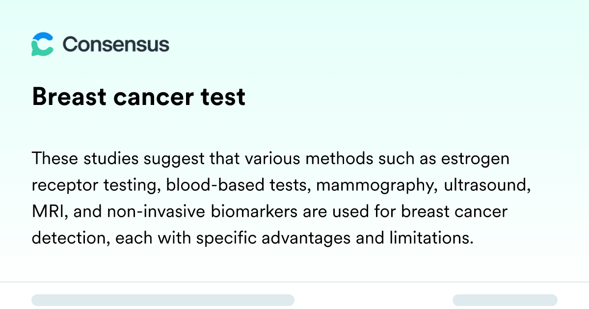 Breast Cancer Test - Consensus Academic Search Engine