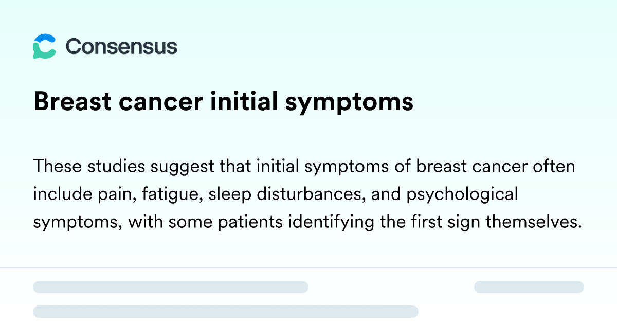 Breast Cancer Initial Symptoms - Consensus Academic Search Engine