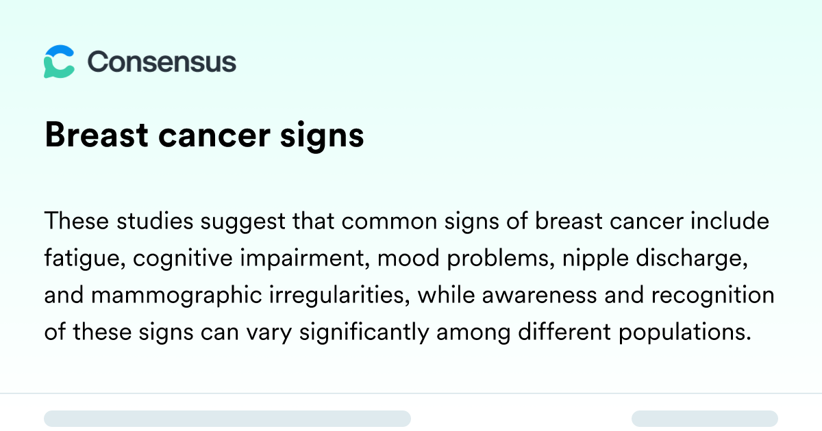 Breast Cancer Signs - Consensus Academic Search Engine
