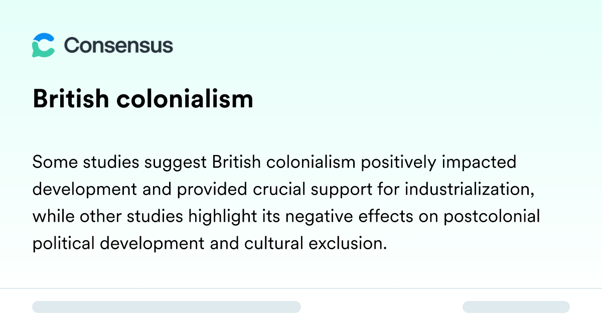 British Colonialism - Consensus Academic Search Engine