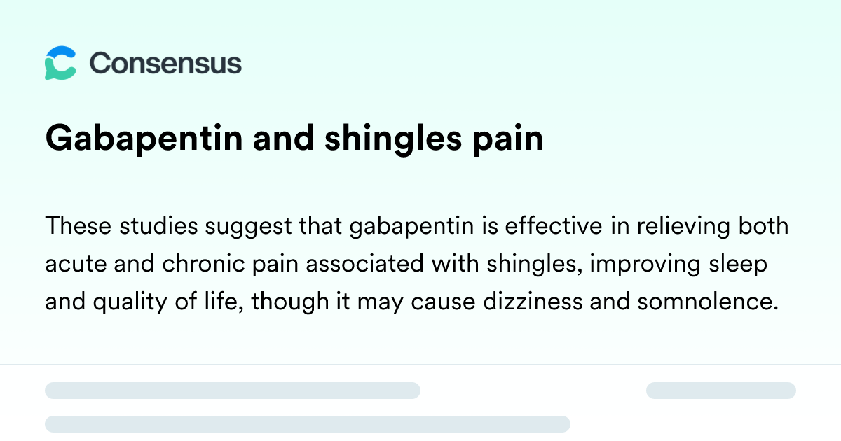 Gabapentin And Shingles Pain - Consensus Academic Search Engine