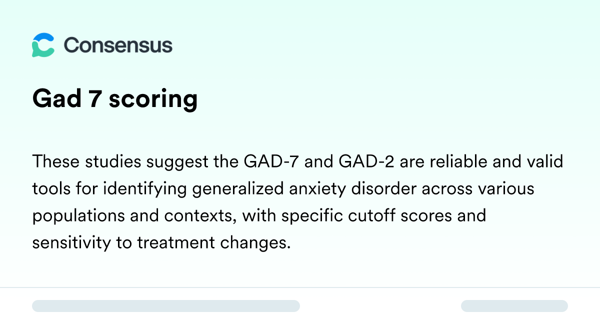 Gad 7 Scoring - Consensus Academic Search Engine