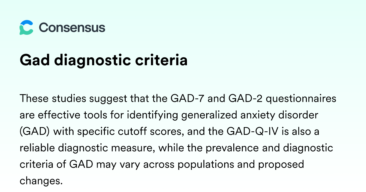 Gad Diagnostic Criteria - Consensus Academic Search Engine