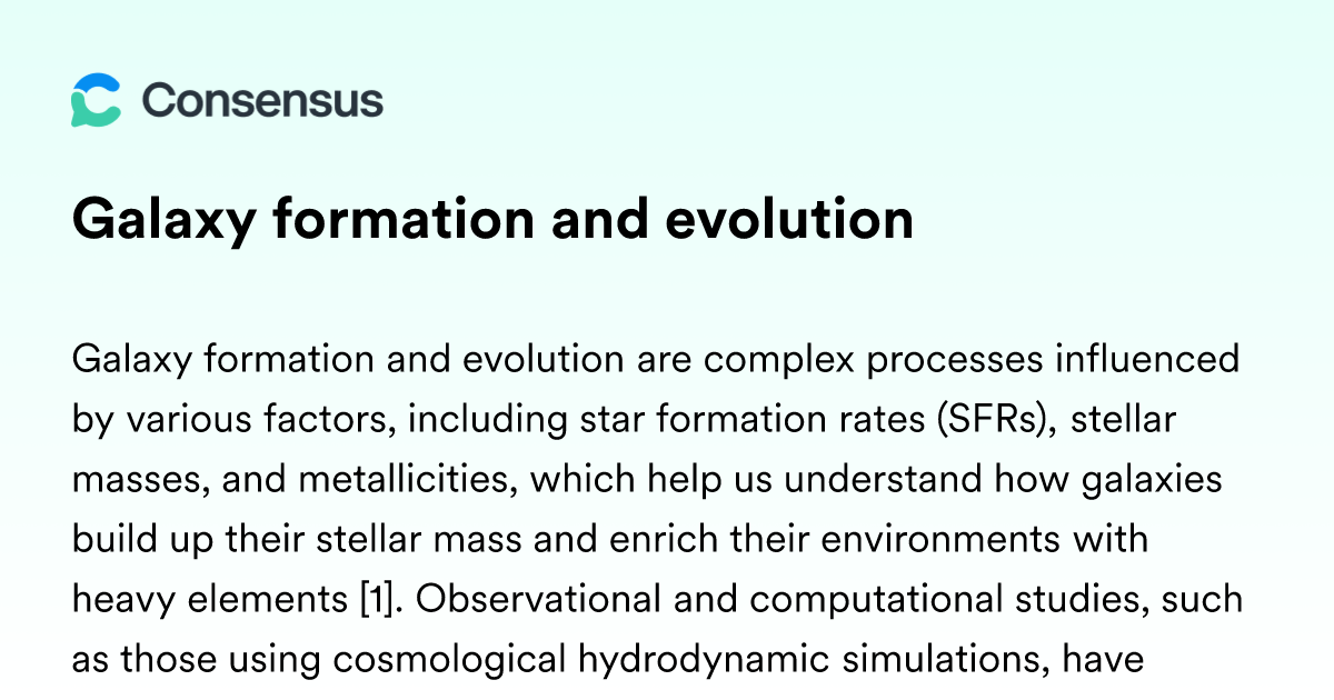 Galaxy Formation And Evolution - Consensus Academic Search Engine