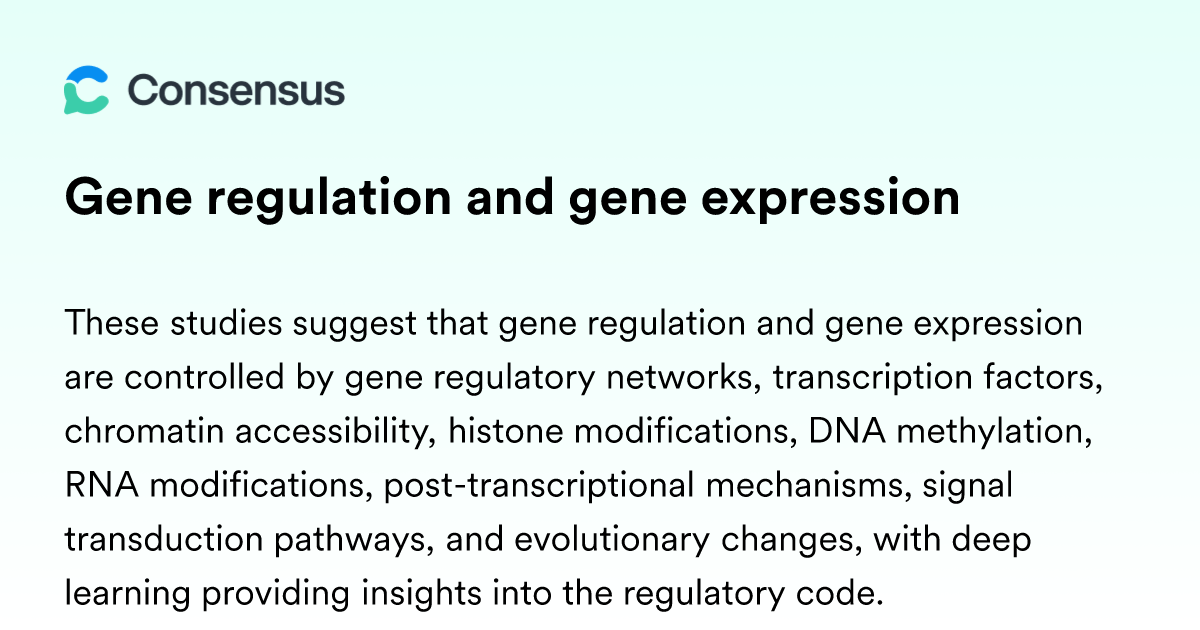 Gene Regulation And Gene Expression - Consensus Academic Search Engine