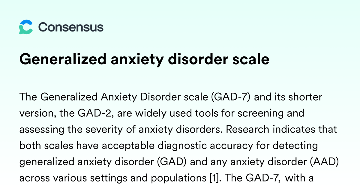 Generalized Anxiety Disorder Scale - Consensus Academic Search Engine