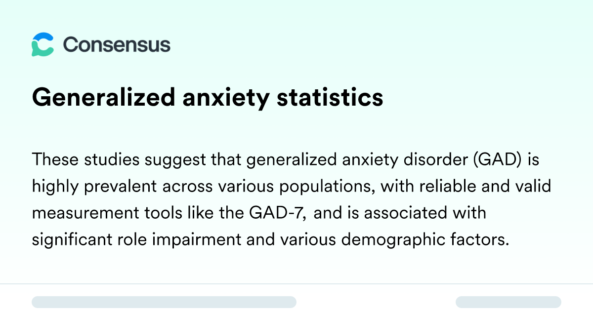 Generalized Anxiety Statistics - Consensus Academic Search Engine