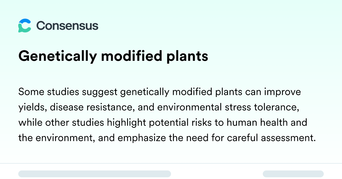 Genetically Modified Plants - Consensus Academic Search Engine
