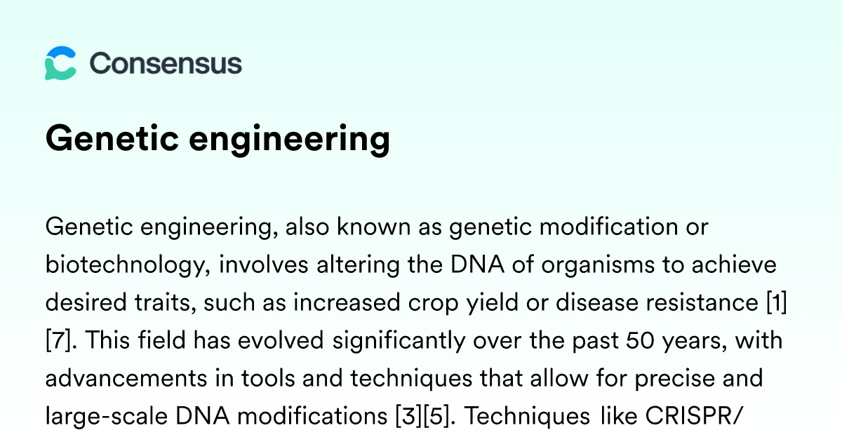 Genetic Engineering - Consensus Academic Search Engine