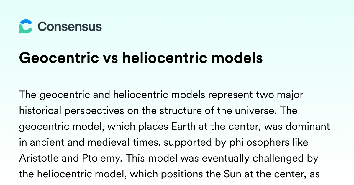 Geocentric Vs Heliocentric Models - Consensus Academic Search Engine