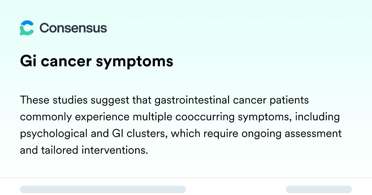 Gi Cancer Symptoms - Consensus Academic Search Engine