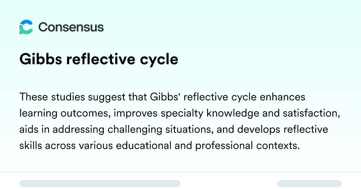 Gibbs Reflective Cycle - Consensus Academic Search Engine