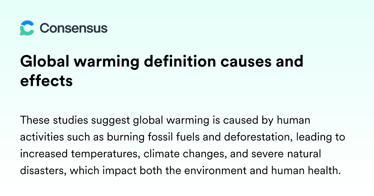 Global Warming Definition Causes And Effects - Consensus Academic ...