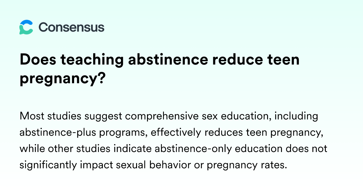 Does Teaching Abstinence Reduce Teen Pregnancy? - Consensus Academic ...