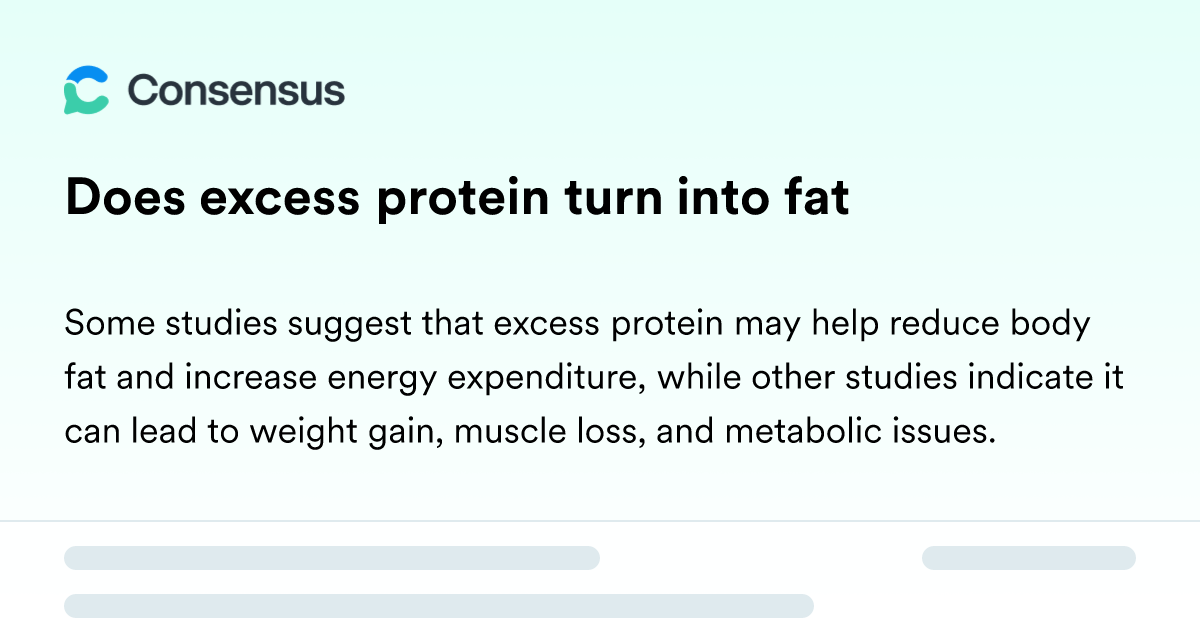 Does Excess Protein Turn Into Fat - Consensus Academic Search Engine