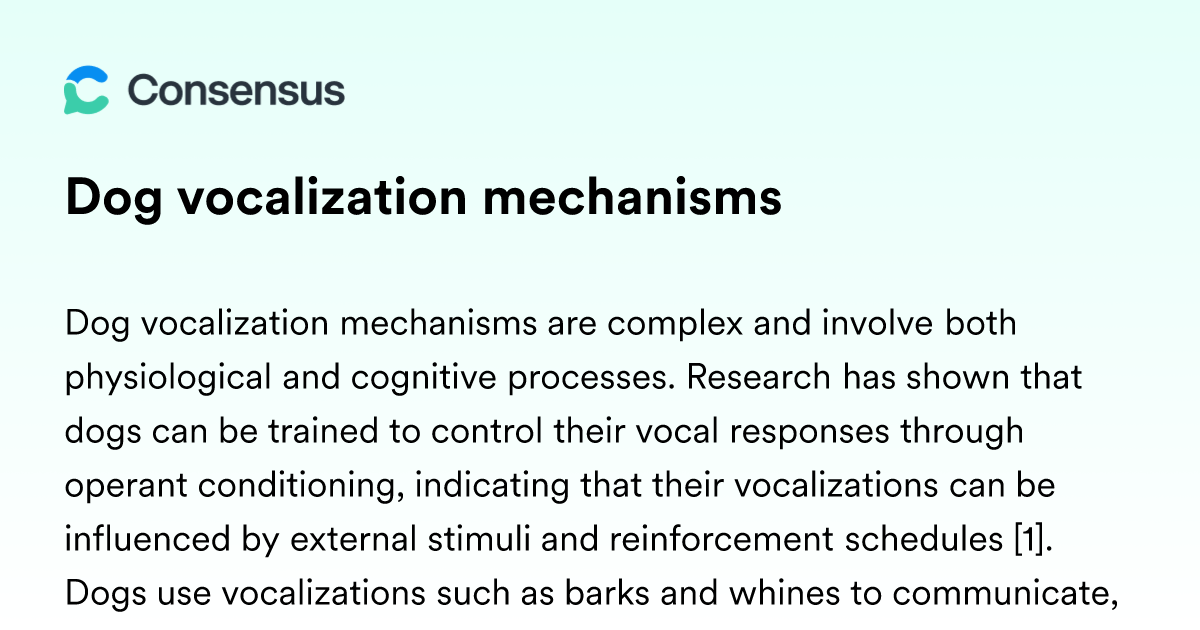 Dog Vocalization Mechanisms - Consensus Academic Search Engine