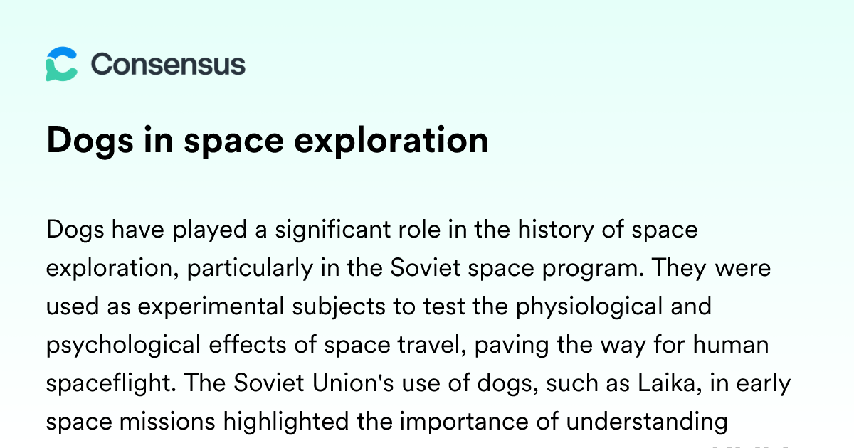 Dogs In Space Exploration - Consensus Academic Search Engine