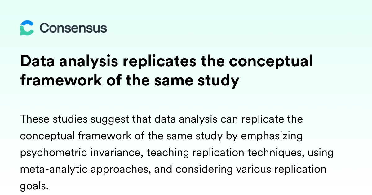 Data Analysis Replicates The Conceptual Framework Of The Same Study ...