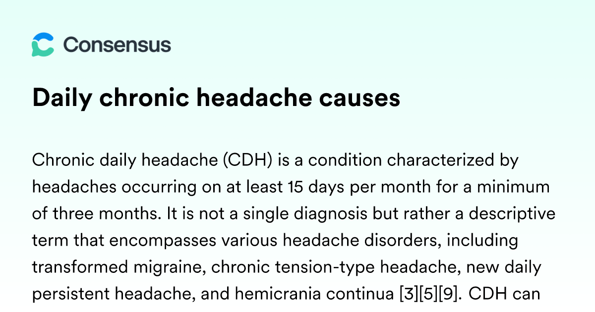 Daily Chronic Headache Causes - Consensus Academic Search Engine