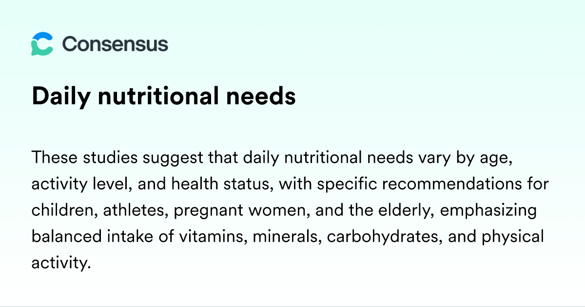Daily Nutritional Needs - Consensus Academic Search Engine