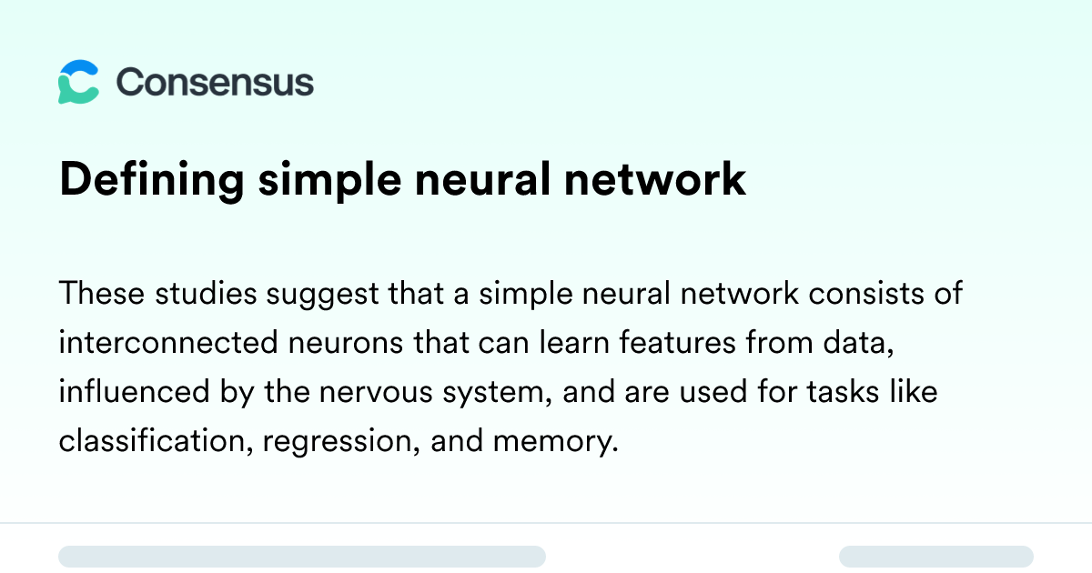Defining Simple Neural Network - Consensus Academic Search Engine