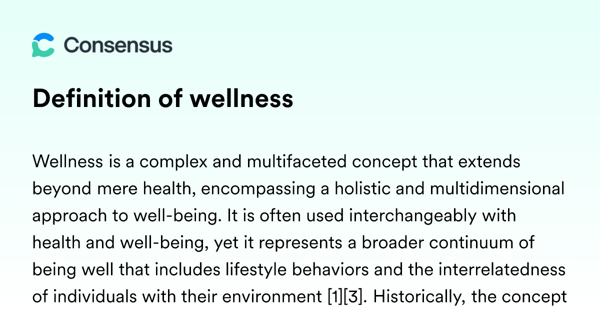 Definition Of Wellness - Consensus Academic Search Engine