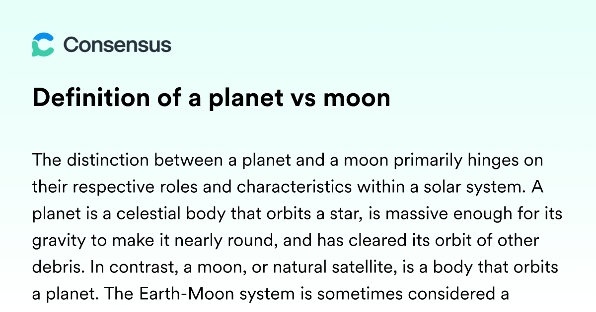 Definition Of A Planet Vs Moon - Consensus Academic Search Engine