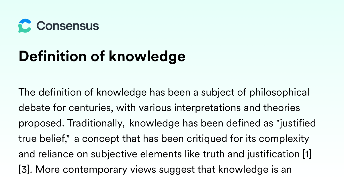 Definition Of Knowledge - Consensus Academic Search Engine