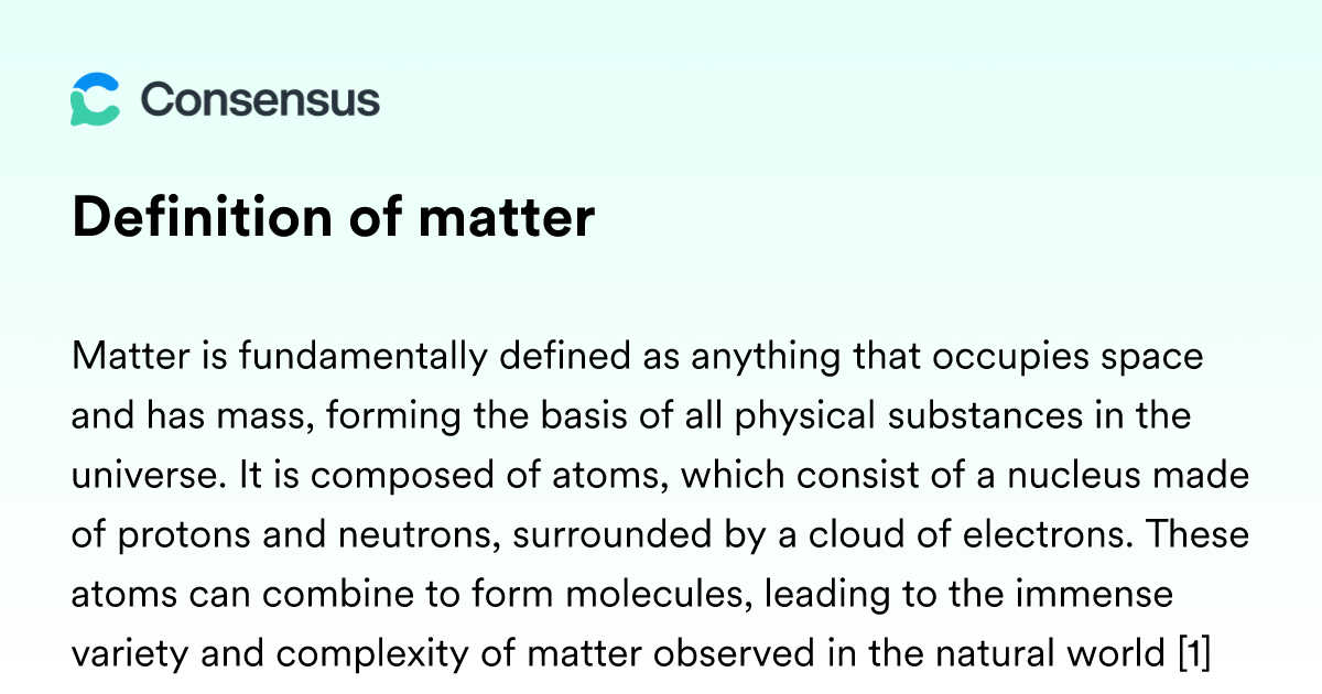 Definition Of Matter - Consensus Academic Search Engine