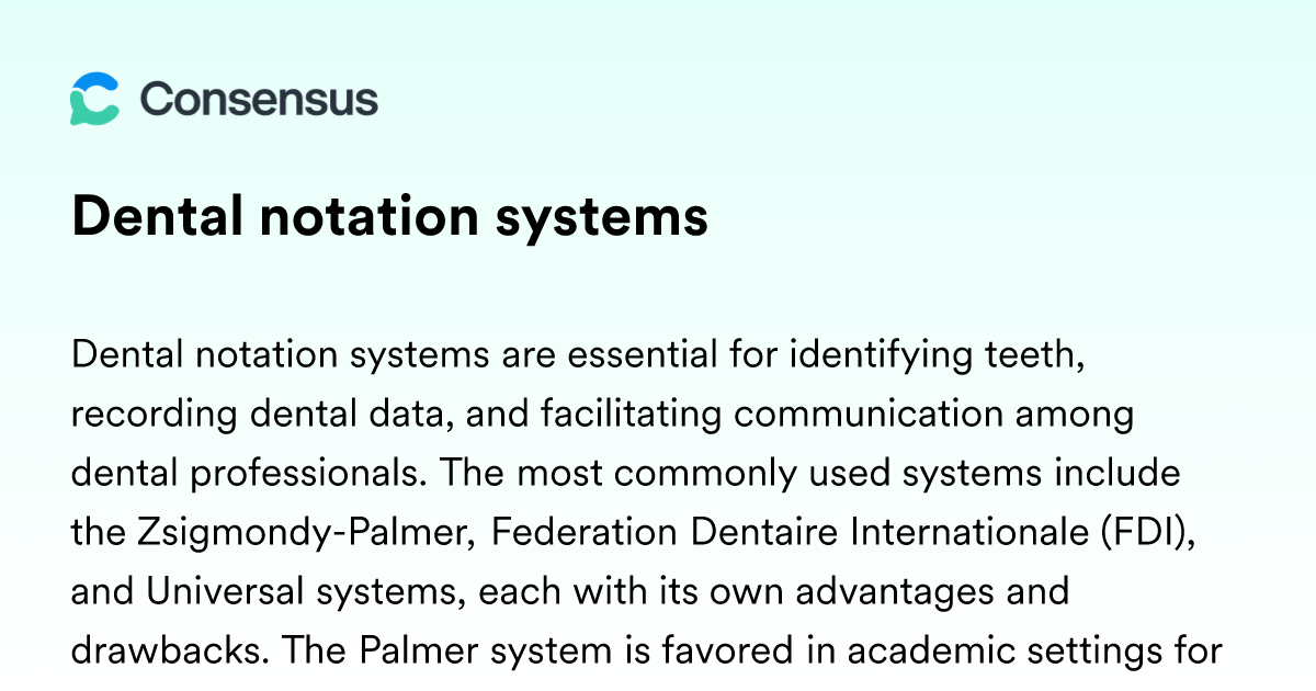 Dental Notation Systems - Consensus Academic Search Engine