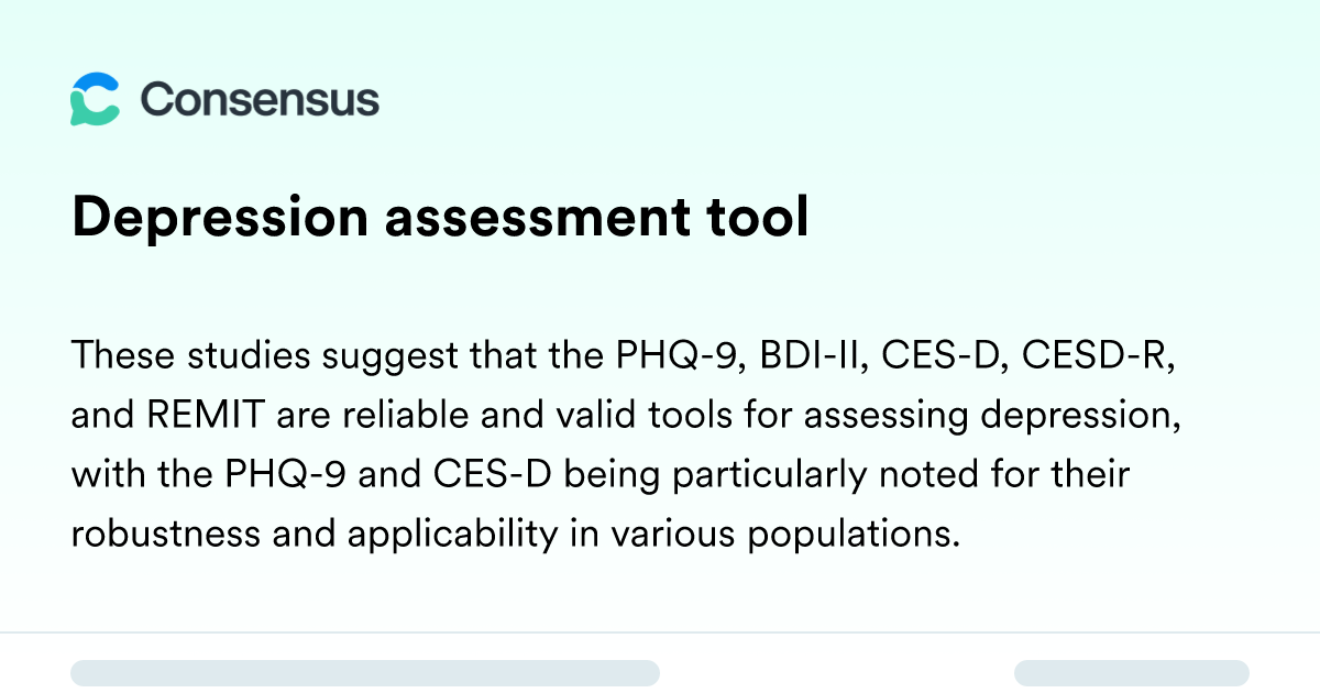 Depression Assessment Tool - Consensus Academic Search Engine