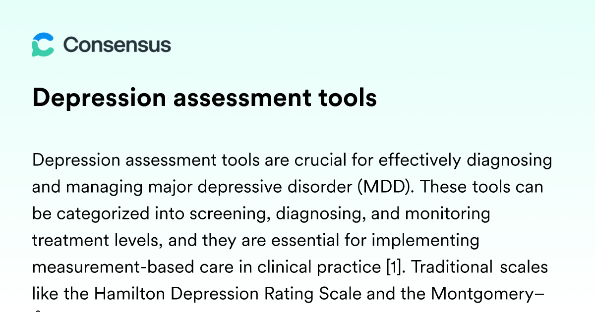Depression Assessment Tools - Consensus Academic Search Engine