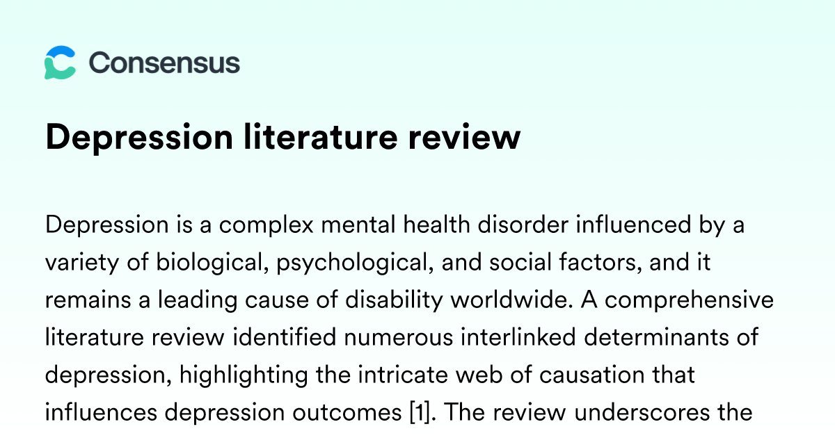 Depression Literature Review - Consensus Academic Search Engine