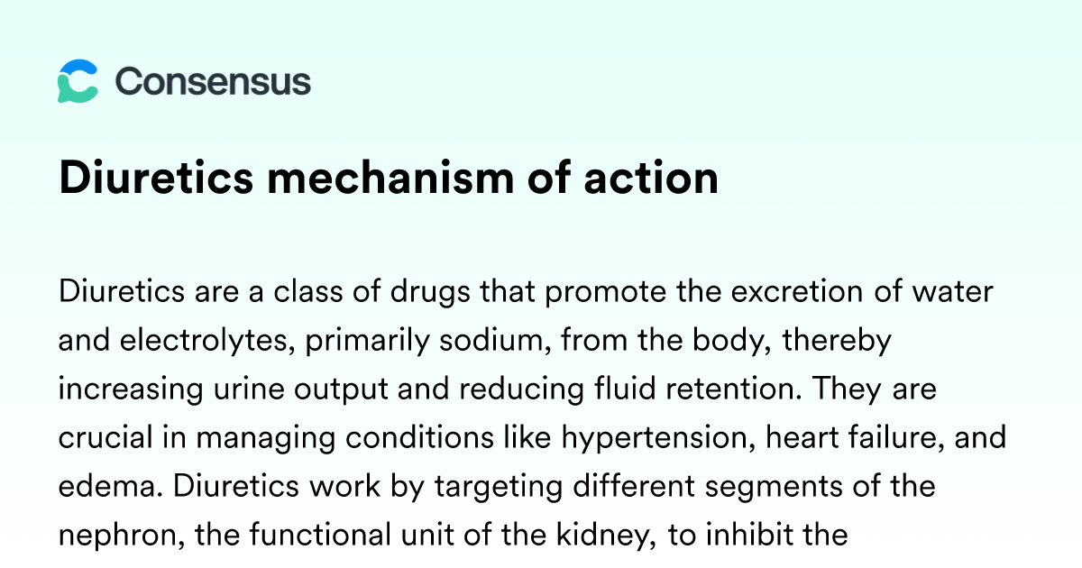 Diuretics Mechanism Of Action - Consensus Academic Search Engine