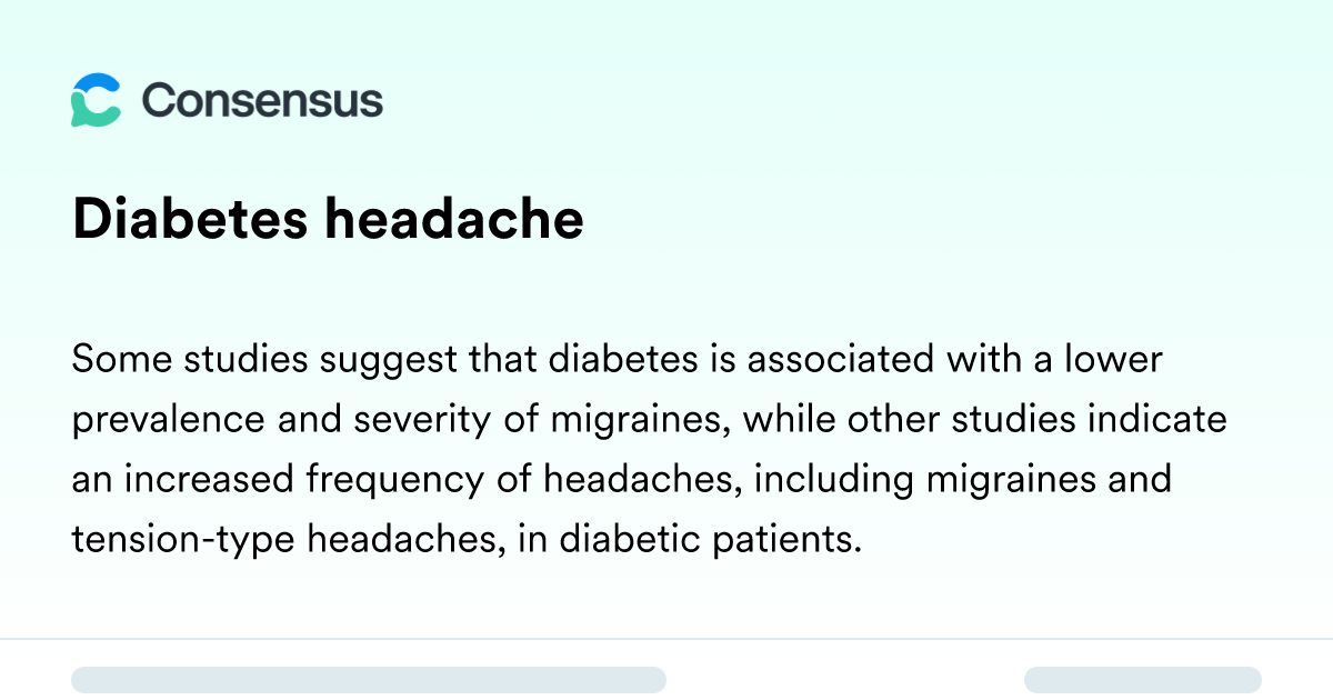 Diabetes Headache - Consensus Academic Search Engine