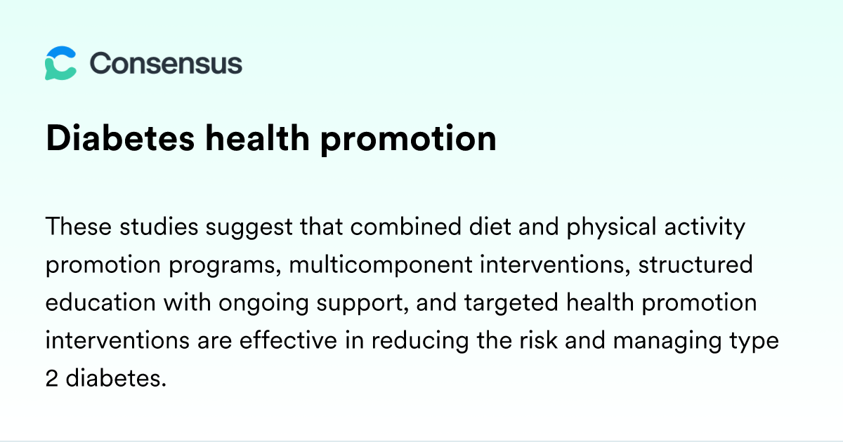 Diabetes Health Promotion - Consensus Academic Search Engine