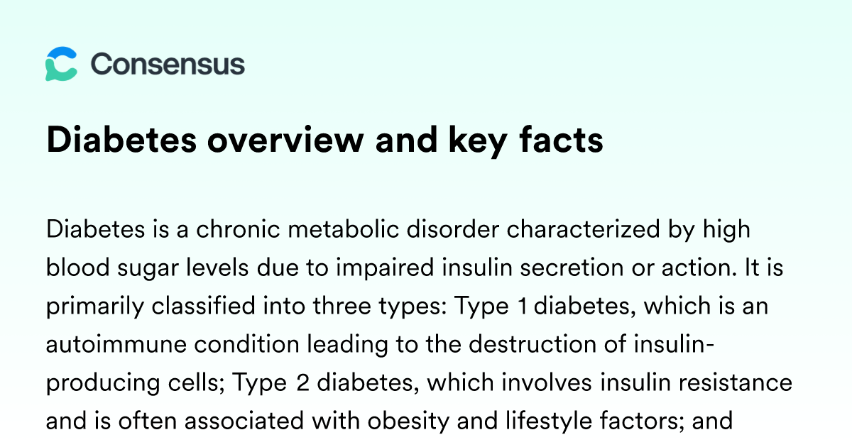 Diabetes Overview And Key Facts - Consensus Academic Search Engine
