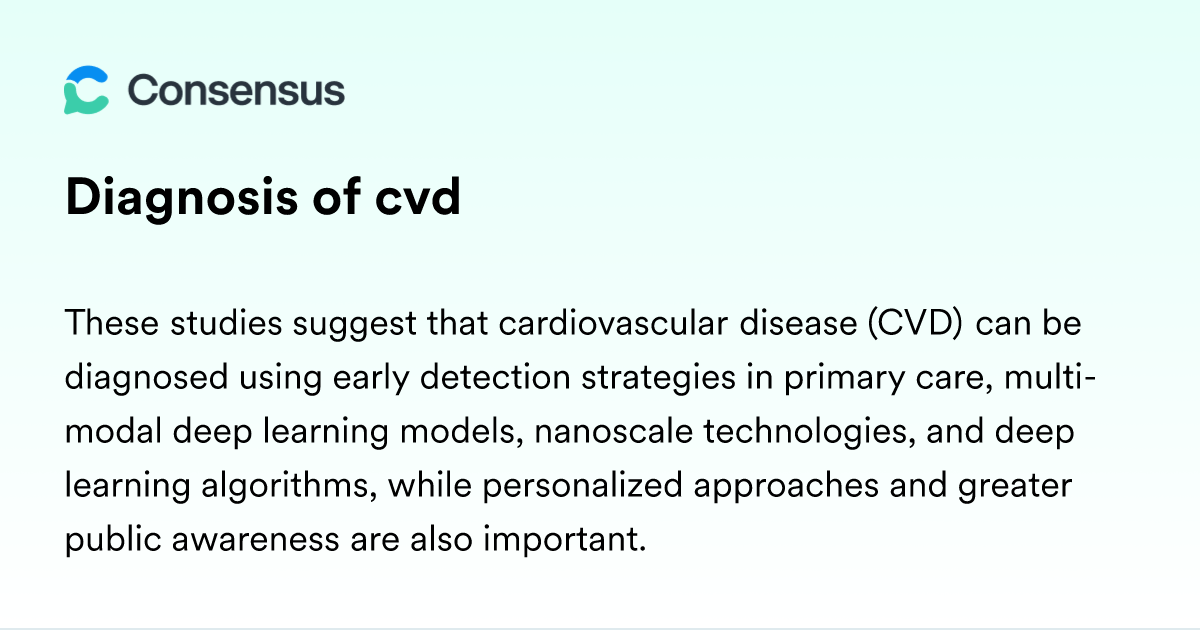 Diagnosis Of Cvd - Consensus Academic Search Engine