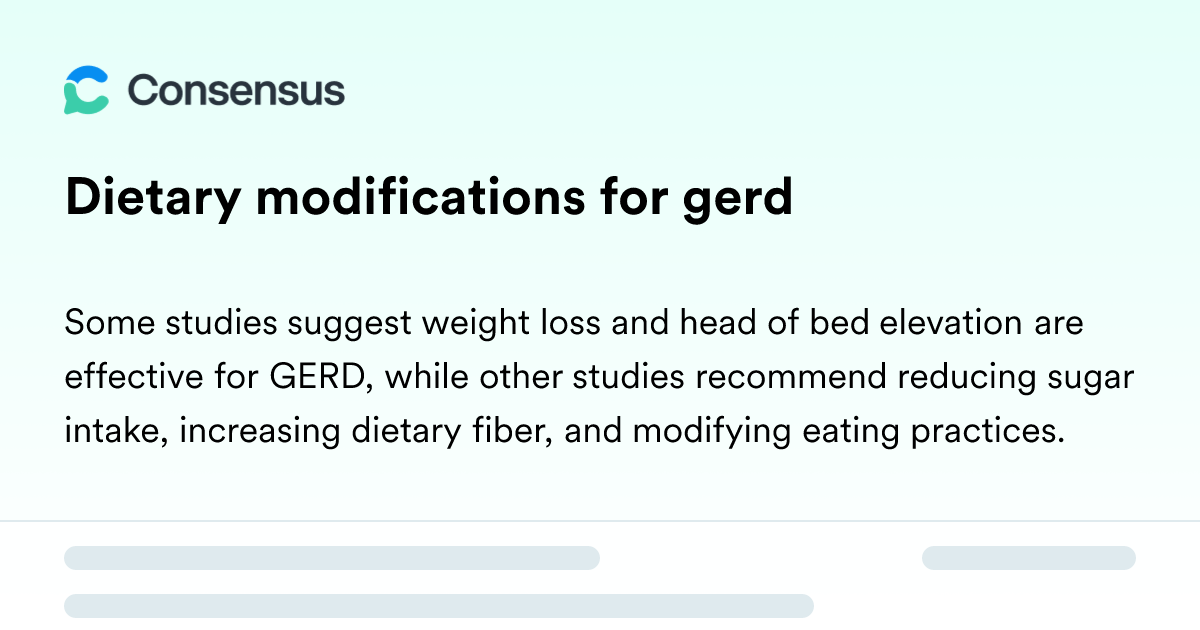 Dietary Modifications For Gerd - Consensus Academic Search Engine