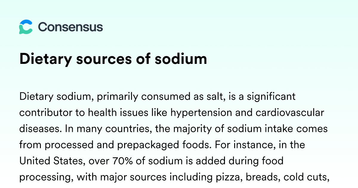 Dietary Sources Of Sodium - Consensus Academic Search Engine