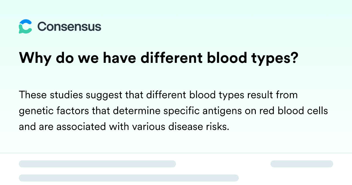 Why Do We Have Different Blood Types? - Consensus Academic Search Engine