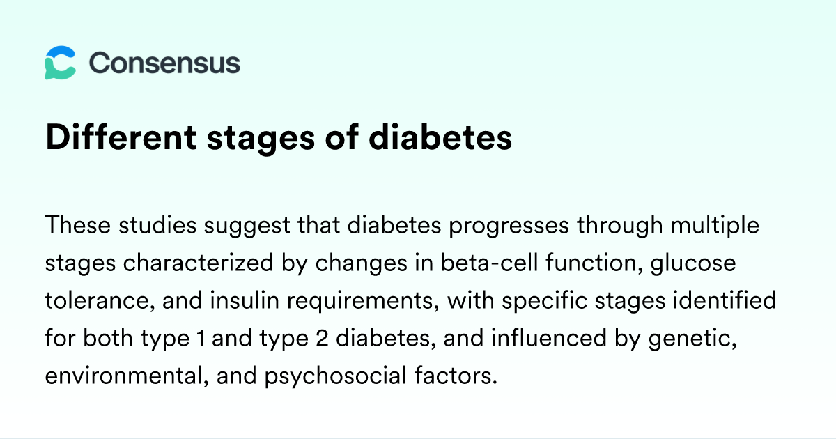 Different Stages Of Diabetes - Consensus Academic Search Engine