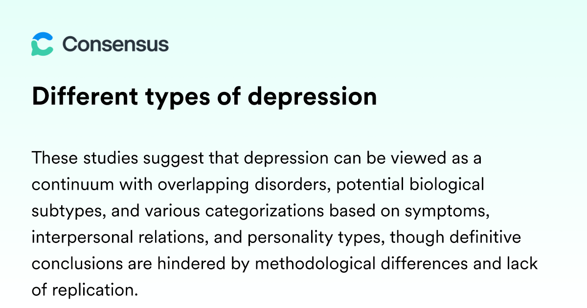 Different Types Of Depression - Consensus Academic Search Engine