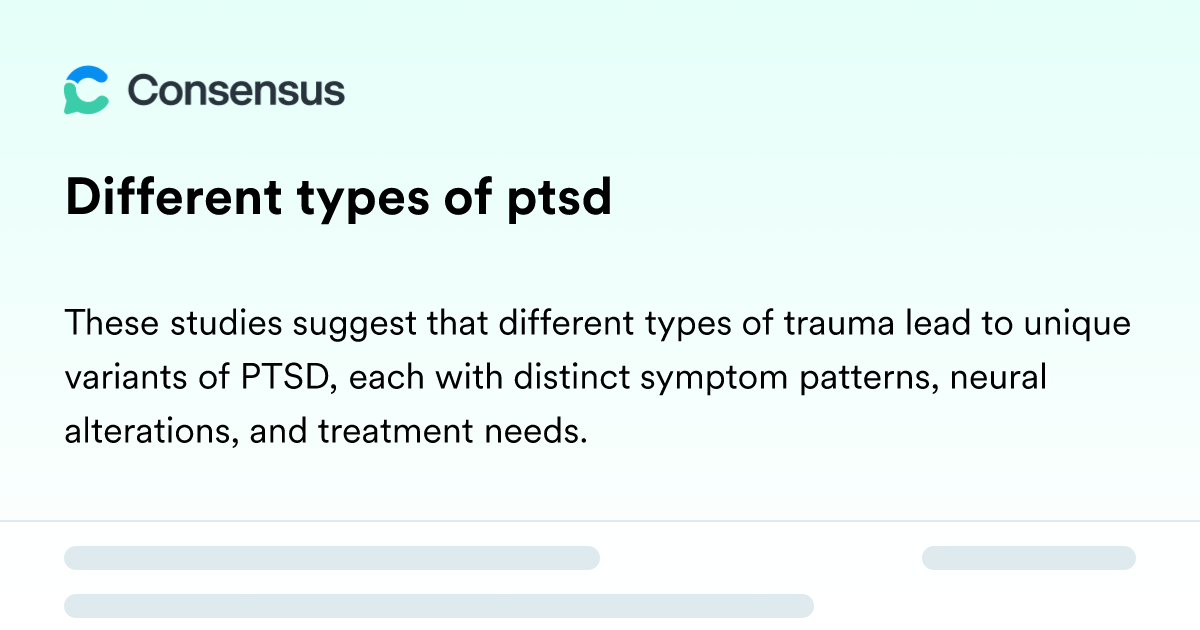Different Types Of Ptsd - Consensus Academic Search Engine
