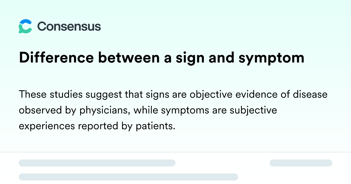 Difference Between A Sign And Symptom - Consensus Academic Search Engine
