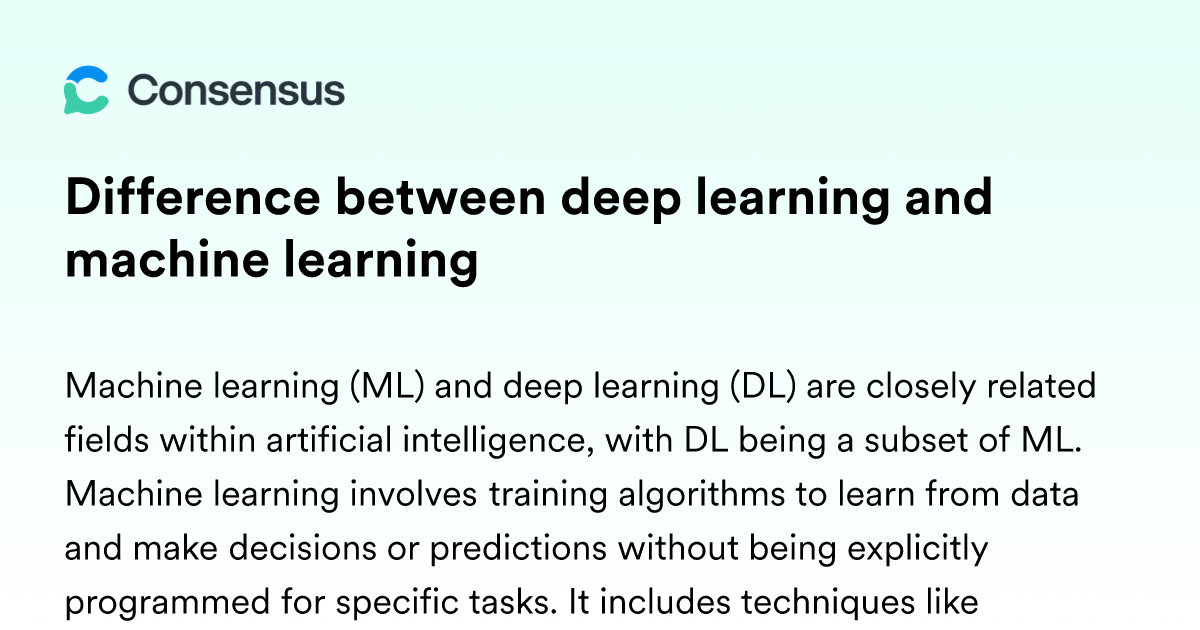 Difference Between Deep Learning And Machine Learning - Consensus ...