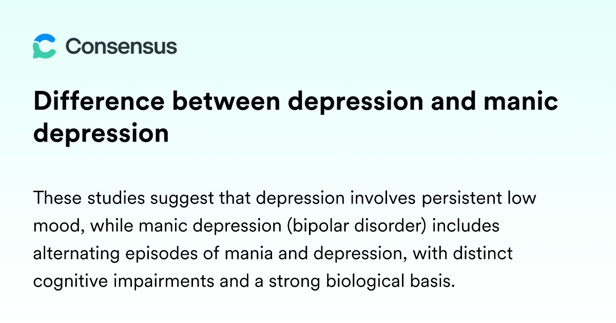 Difference Between Depression And Manic Depression - Consensus Academic ...