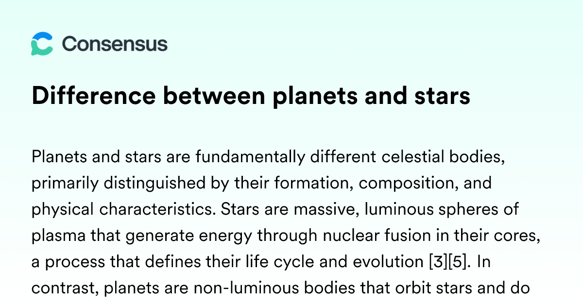 Difference Between Planets And Stars - Consensus Academic Search Engine