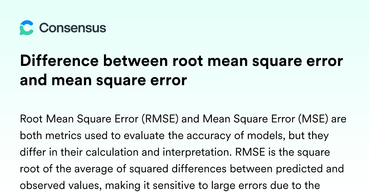 Difference Between Root Mean Square Error And Mean Square Error ...